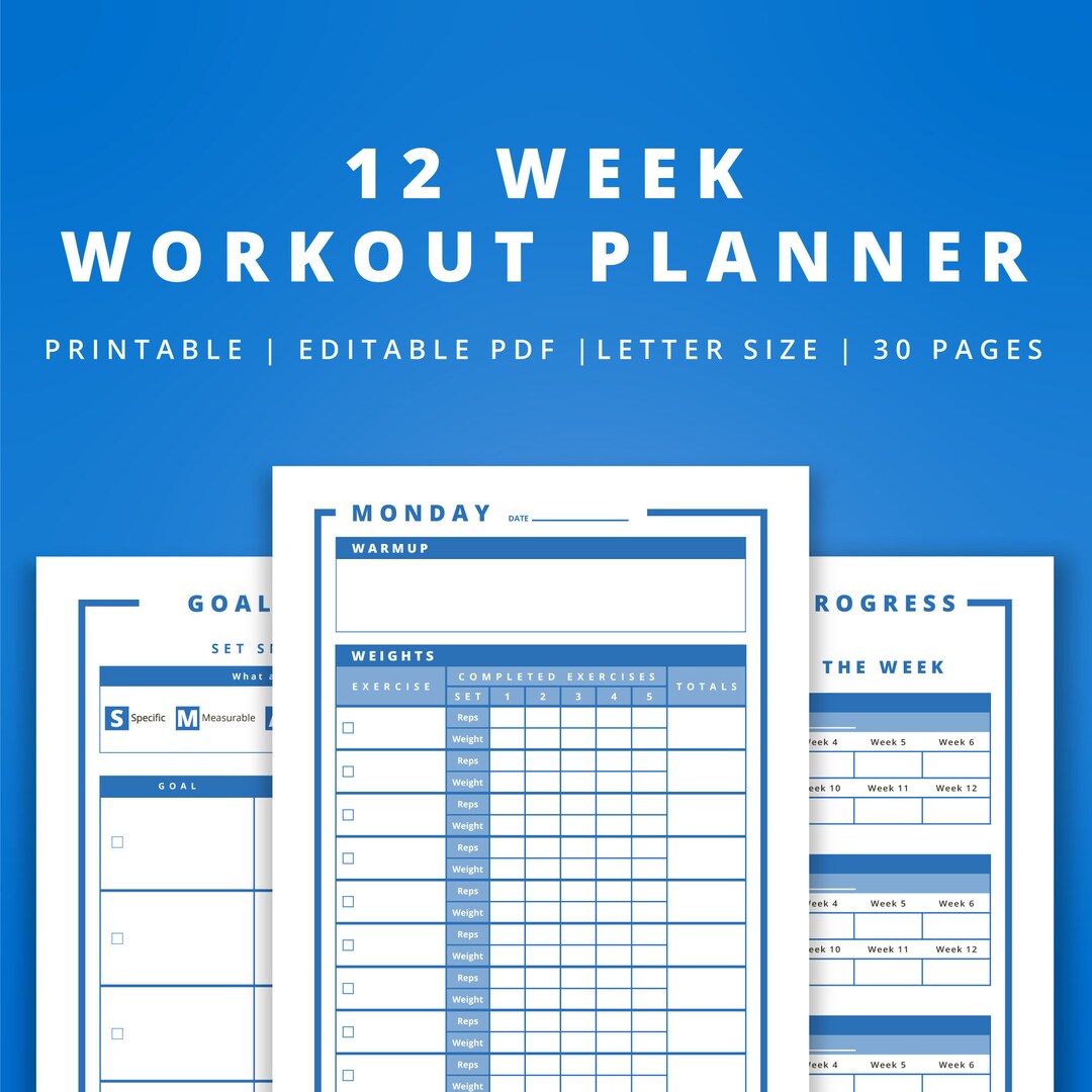Workout Planner, Workout Planner Printable, Workout Planner PDF ...