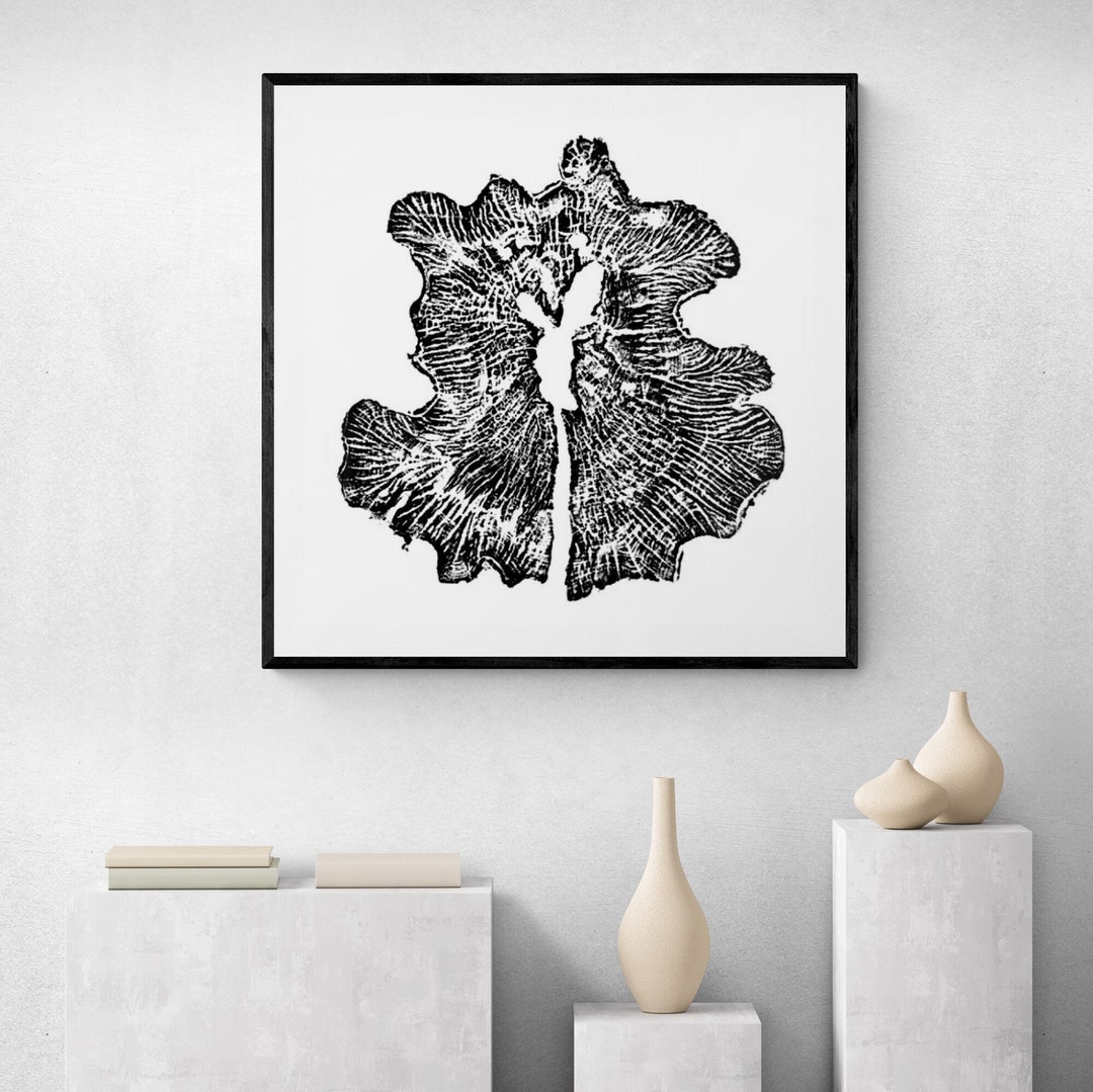 Beech Tree Ring Woodblock Print – Handmade Black and White Minimal ...