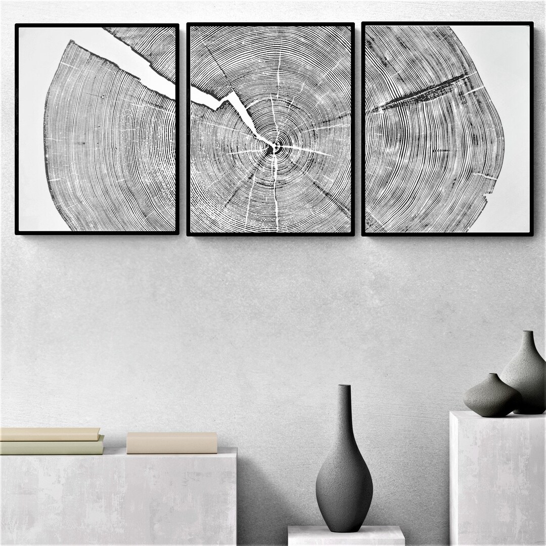 3-panel Tree Rings Wall Art – Original Hand-made 3-piece Nature ...