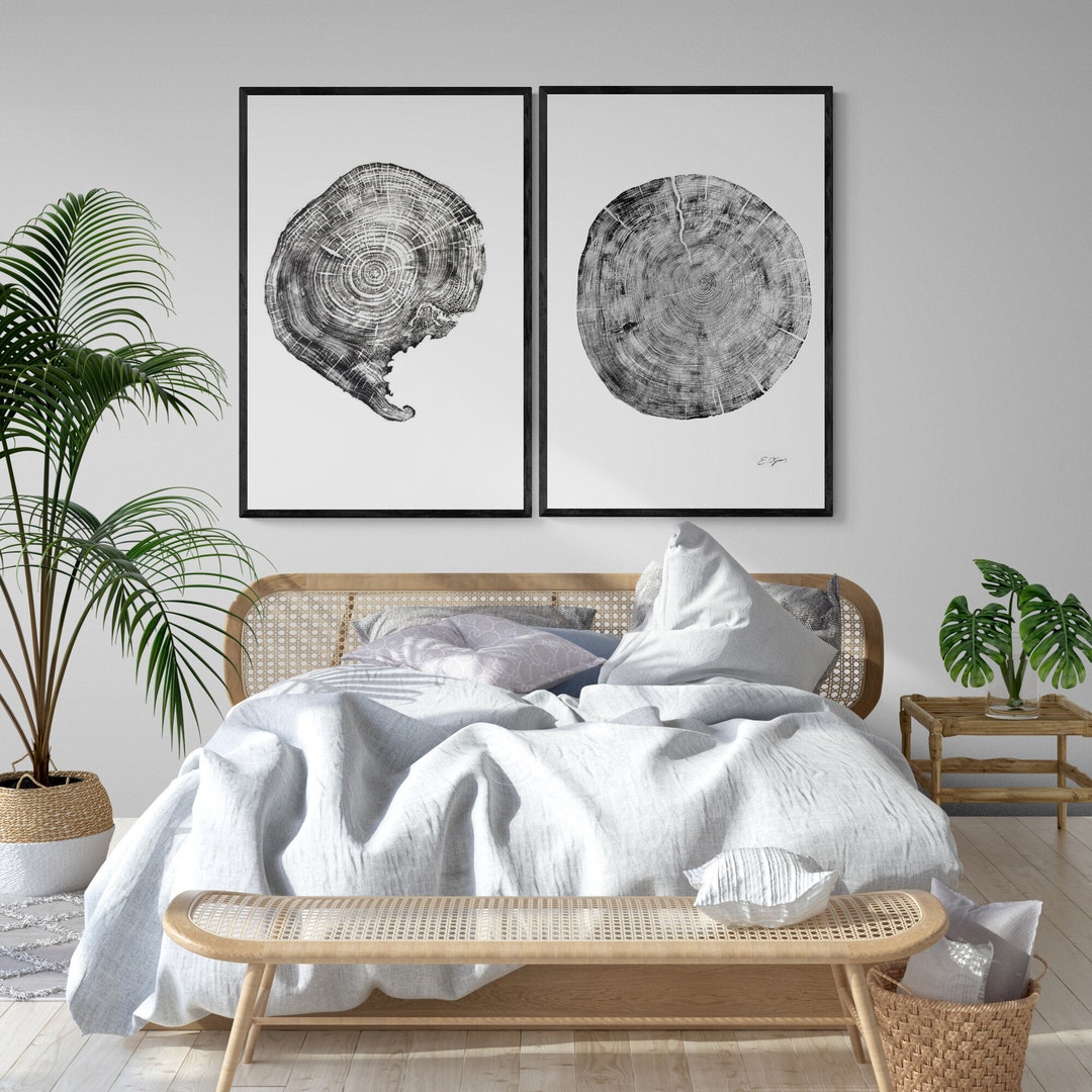 Huge Wall Decor Set – Handmade Woodblock Prints – Modern Rustic ...