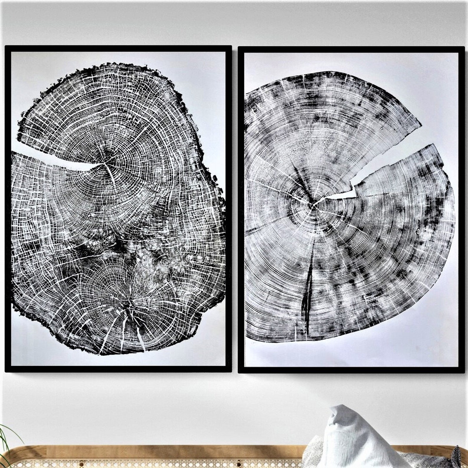 Large Ash Tree Tree Rings Print Art 24x36 Woodcut Print | Etsy