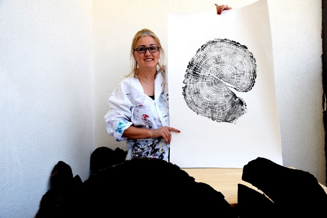 Tree Rings Print Woodcut Print Tree Ring Stamp Unique Wood - Etsy