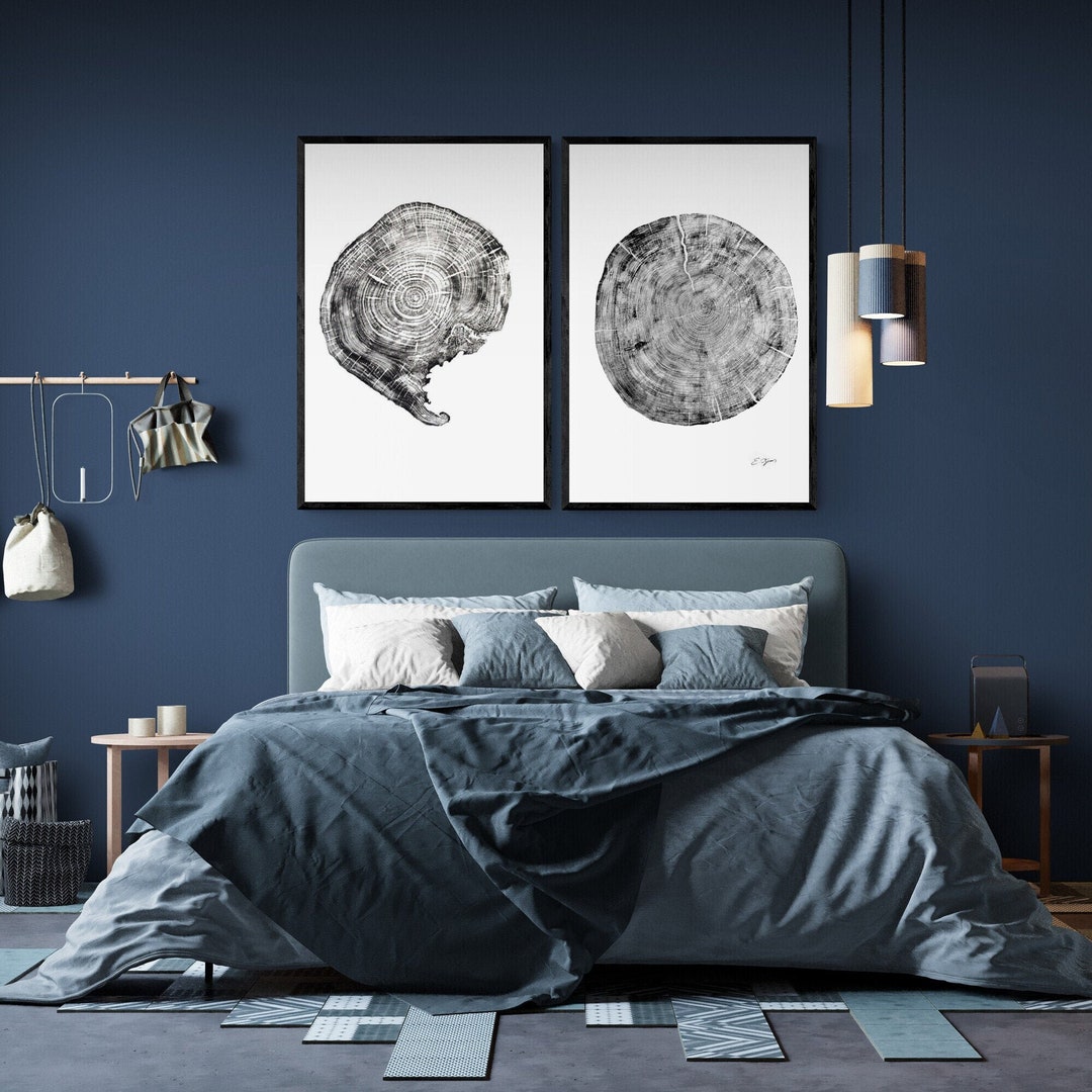 Huge Wall Decor Set, Tree Trunk Print Large, Black White Huge Wall Art ...