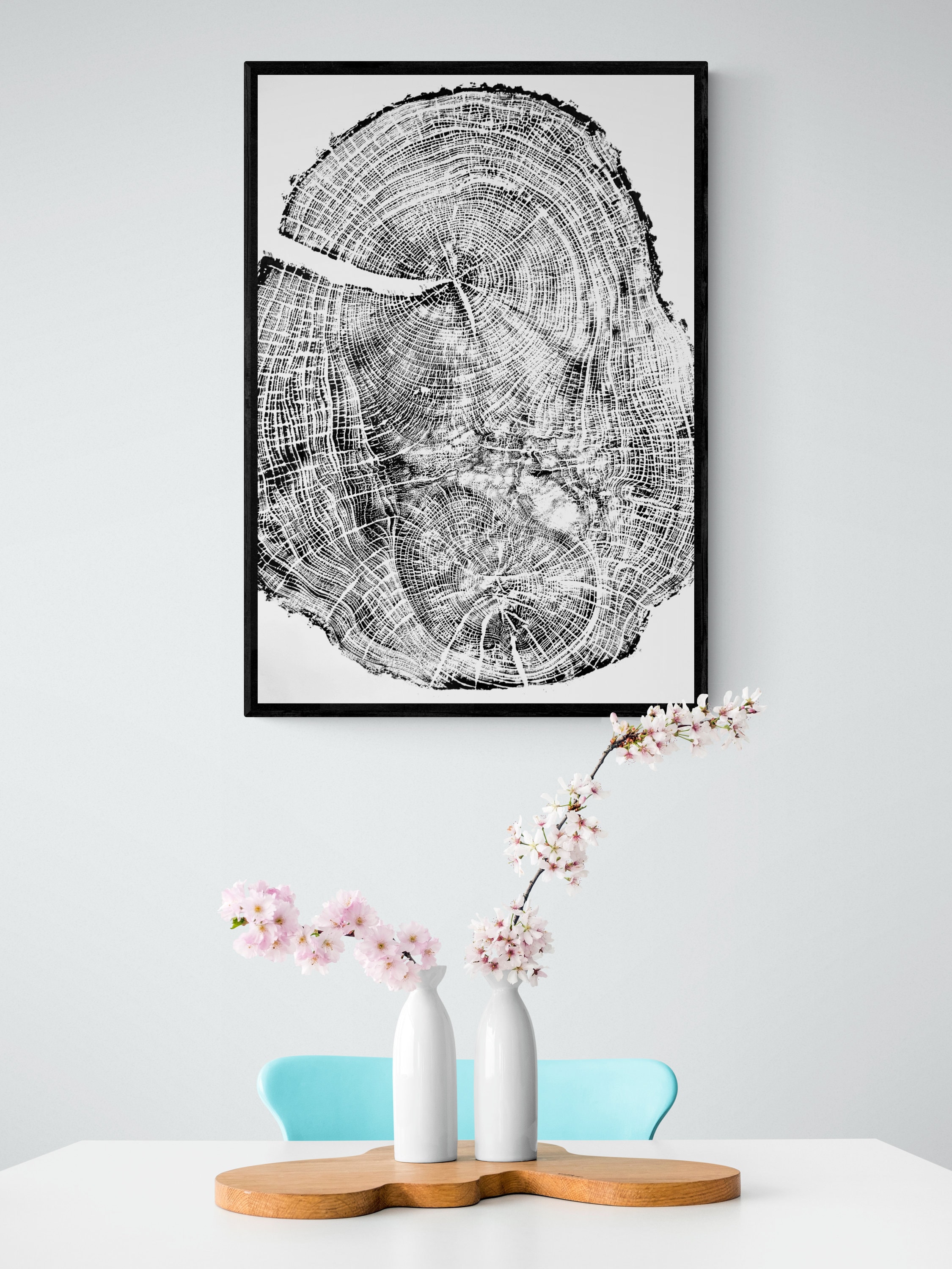 Old Ash Tree Ring Print Tree Ring Wall Art 24x36 Linocut - Etsy UK