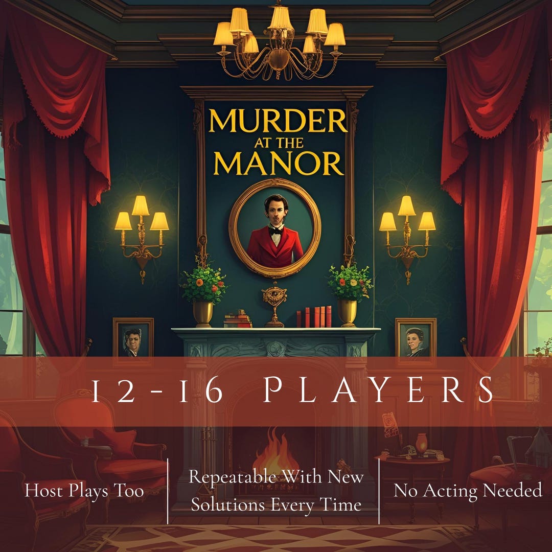 Murder at the Manor - Murder Mystery Party Game, Host Plays, 12-16 ...