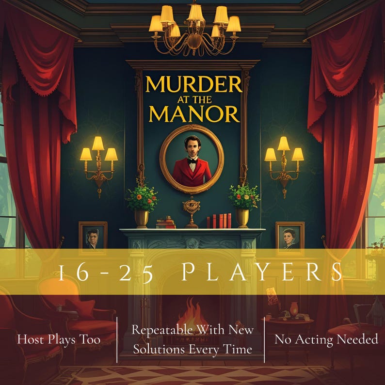 Murder at the Manor - Murder Mystery Party Game, Host Plays, 16-25 ...