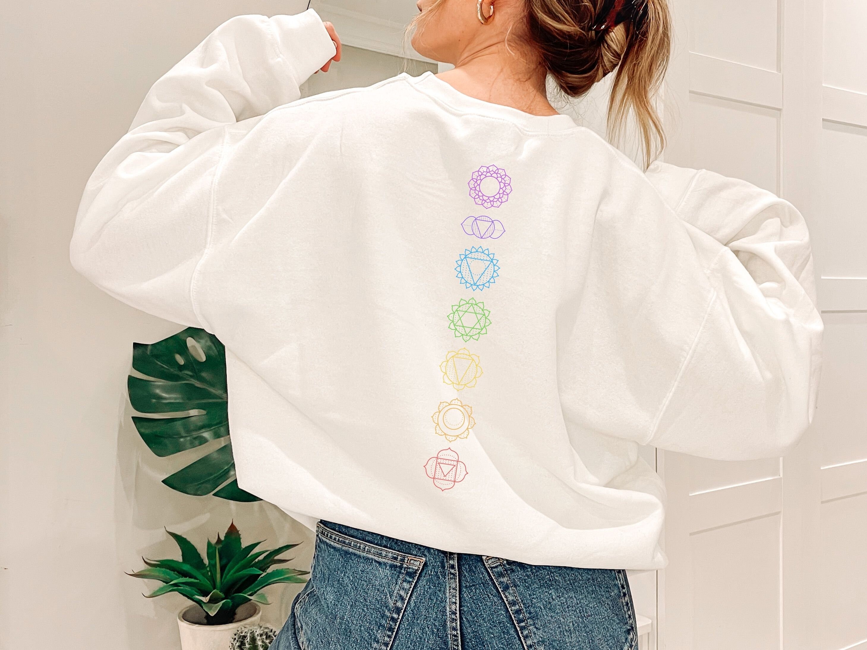Chakra on the Back of Sweater, Chakra Sweatshirt, Meditation Crewneck ...