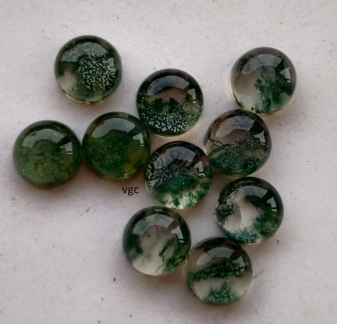 Natural Moss Agate Round Cabochon 8mm AAA Quality- Moss Agate Cabochon ...