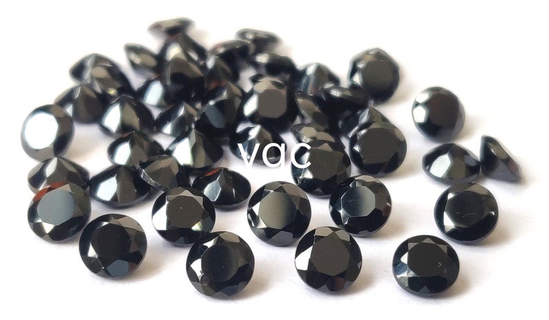 AAA Natural Black Spinel – Round Faceted Gemstone (1-10mm) - Etsy
