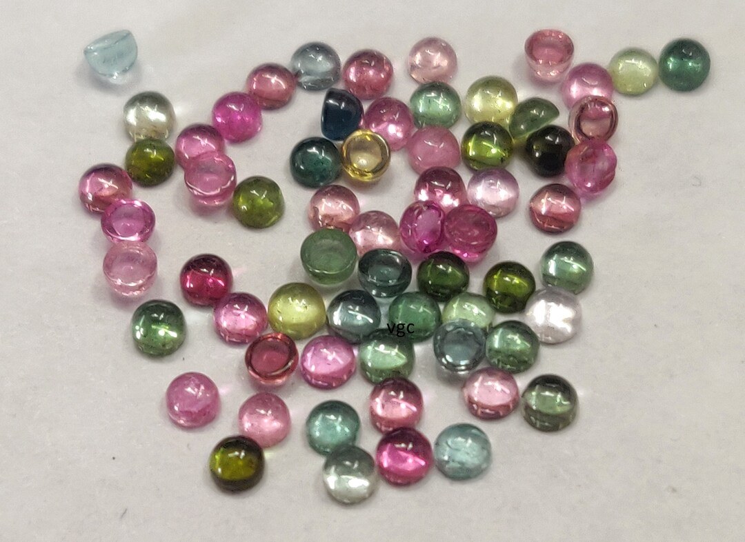 Natural Multi-color Tourmaline 2mm Round Cabochon - AAA Quality - Etsy