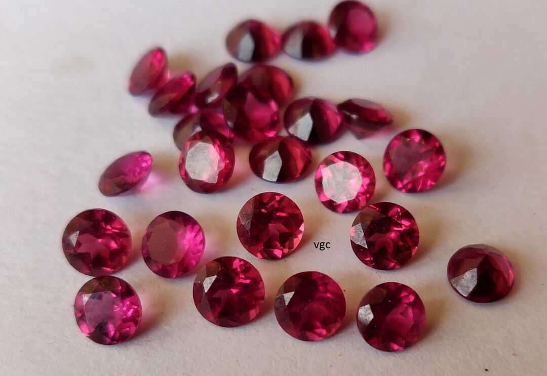 Rodolite rosa naturale 7 mm granato rotondo sfaccettato qualità AAA ...