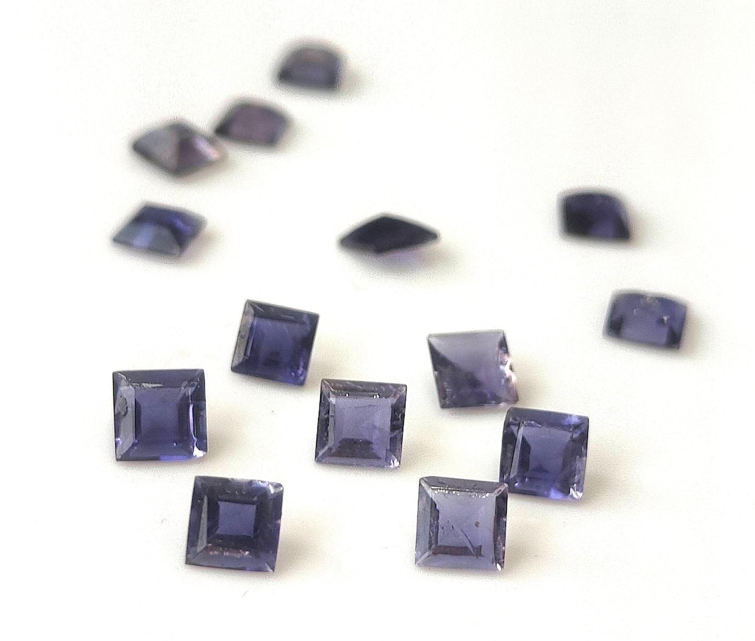 Super Top Color and Quality Natural Iolite Square Cut Faceted 8mm AAA ...