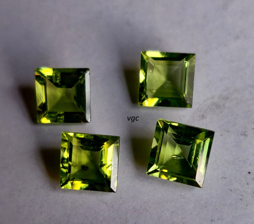 Natural 7mm Peridot Square Faceted AAA Quality Peridot Square Faceted 7 ...