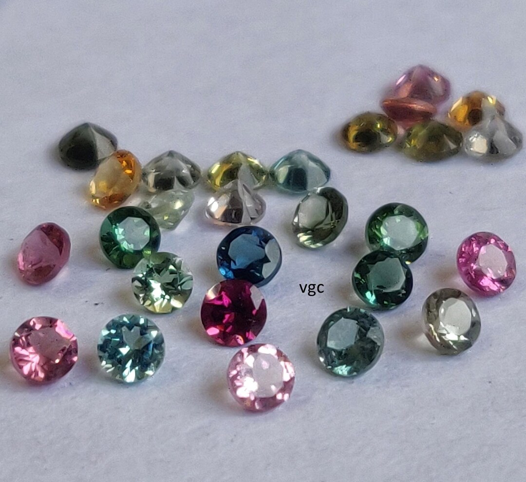 100 Pc Lot of Natural Good Multi Color Tourmaline 2mm Round Faceted AAA ...