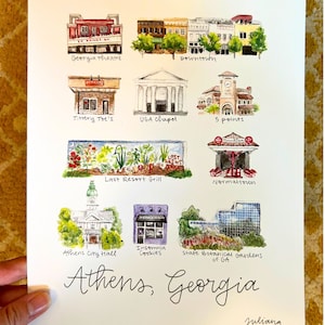 8x10 Athens Buildings Watercolor Print Iconic Buildings of Athens ...