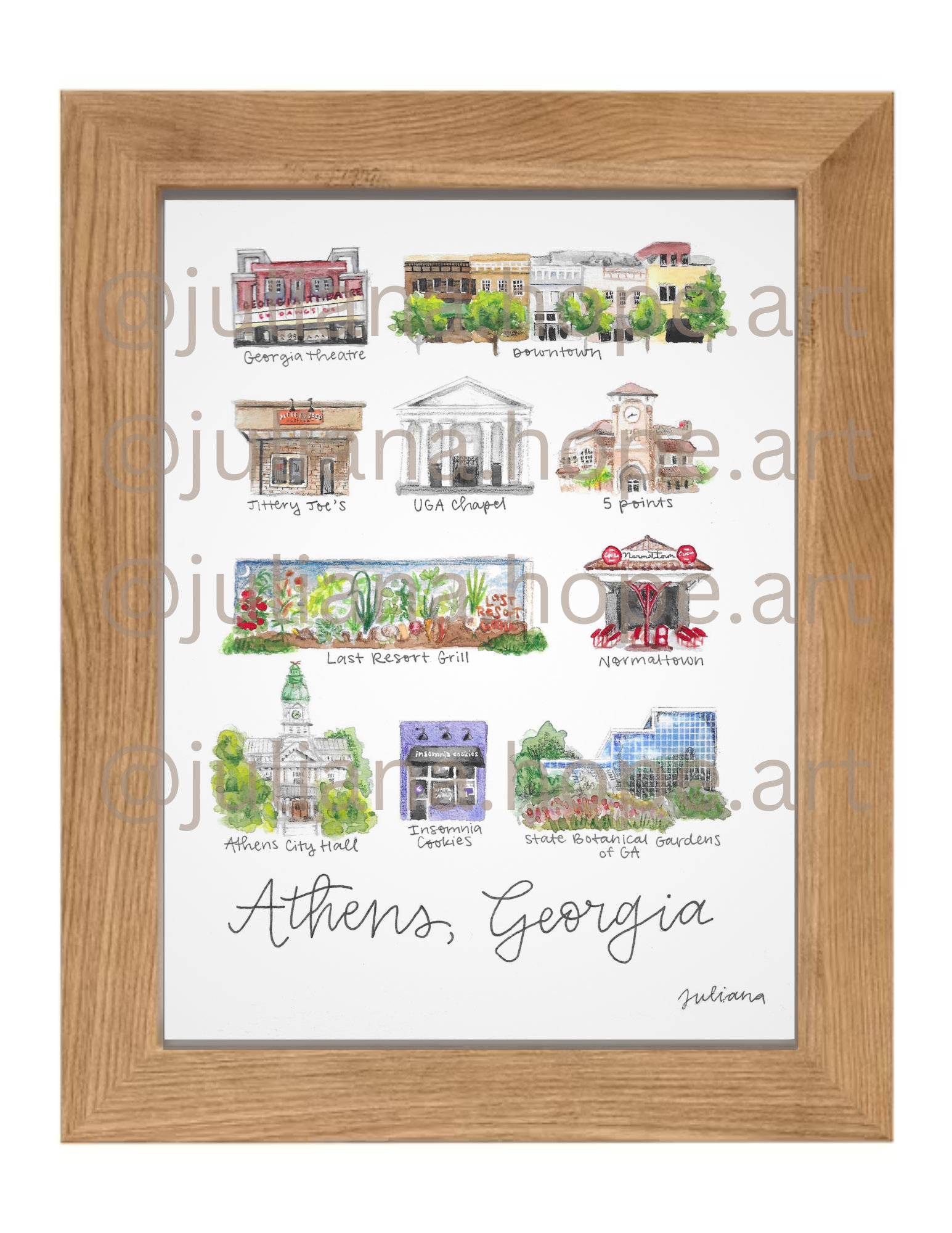 8x10 Athens Buildings Watercolor Print Iconic Buildings of Athens ...