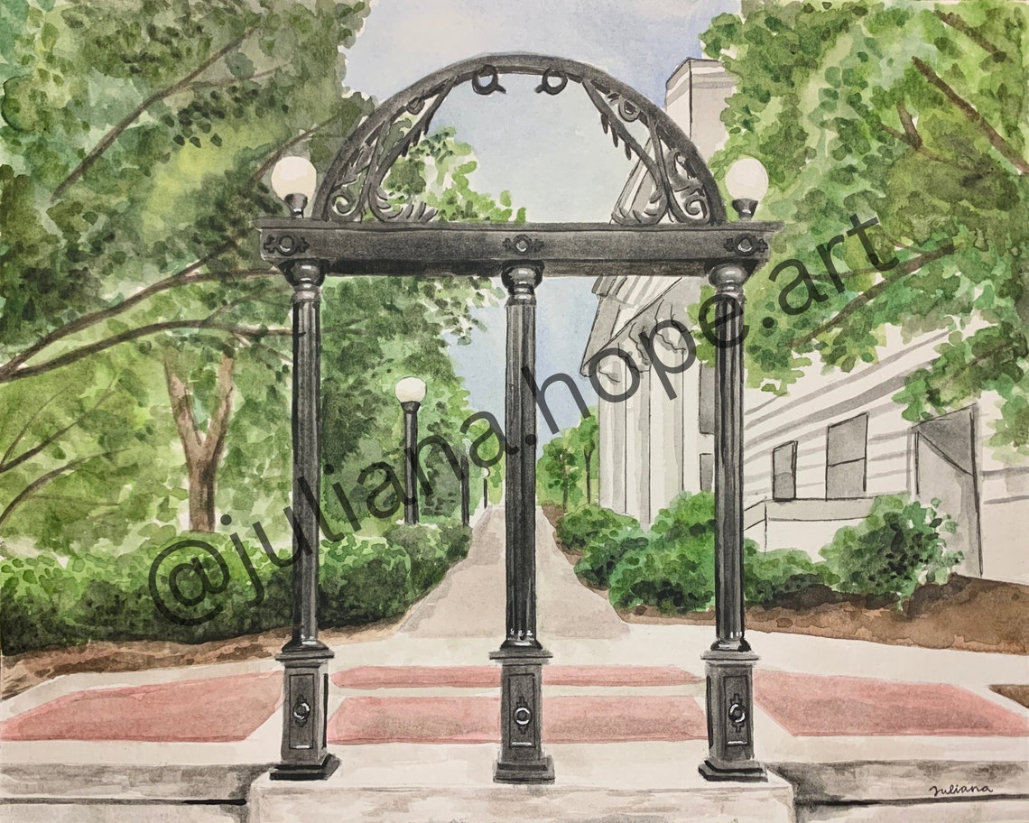 UGA Arch Watercolor Print 8x10 - Etsy