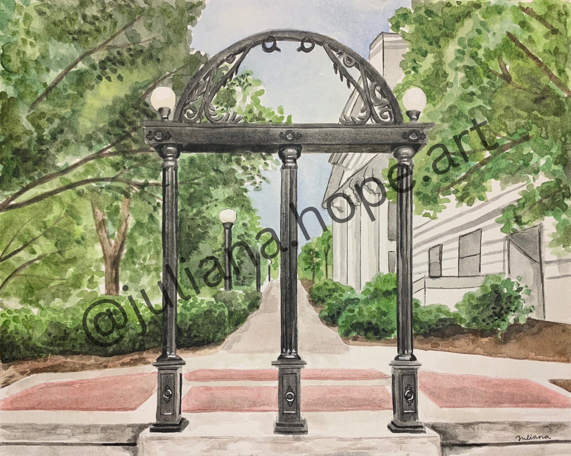 UGA Arch Watercolor Print 8x10 - Etsy