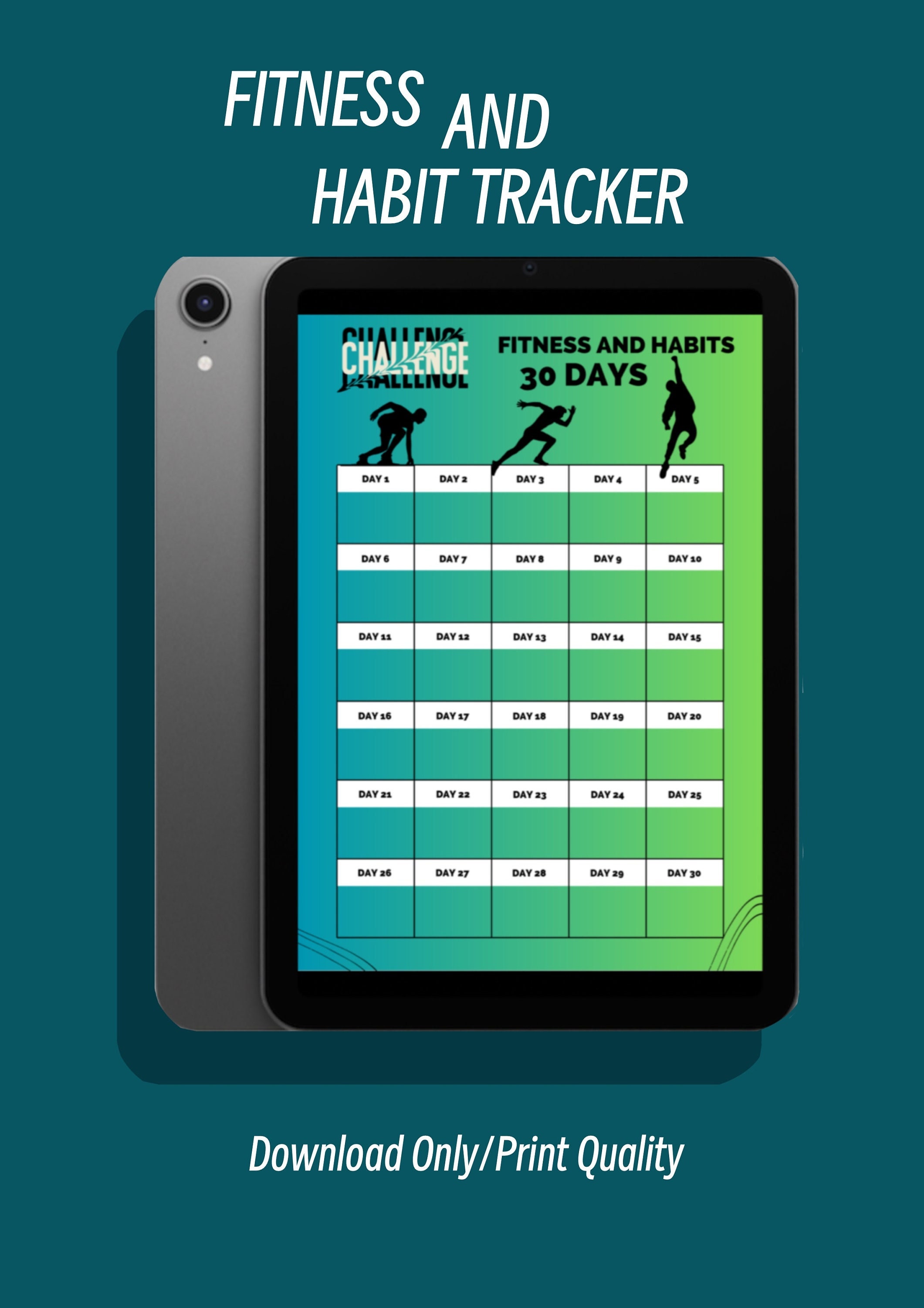 30 Day Challenge and Habit Tracker, Fitness Goal Planner Printable ...