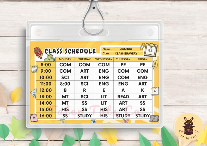 Printable Cute Stationery Class Schedule: Weekly School Timetable ...