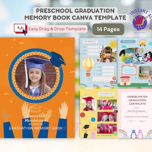 Preschool Graduation Memory Book: Canva Template for Kindergarten Prek ...