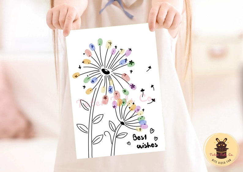 DIY Thank You Best Wishes Hand Drawn Finger Printing Cards for Handmade ...