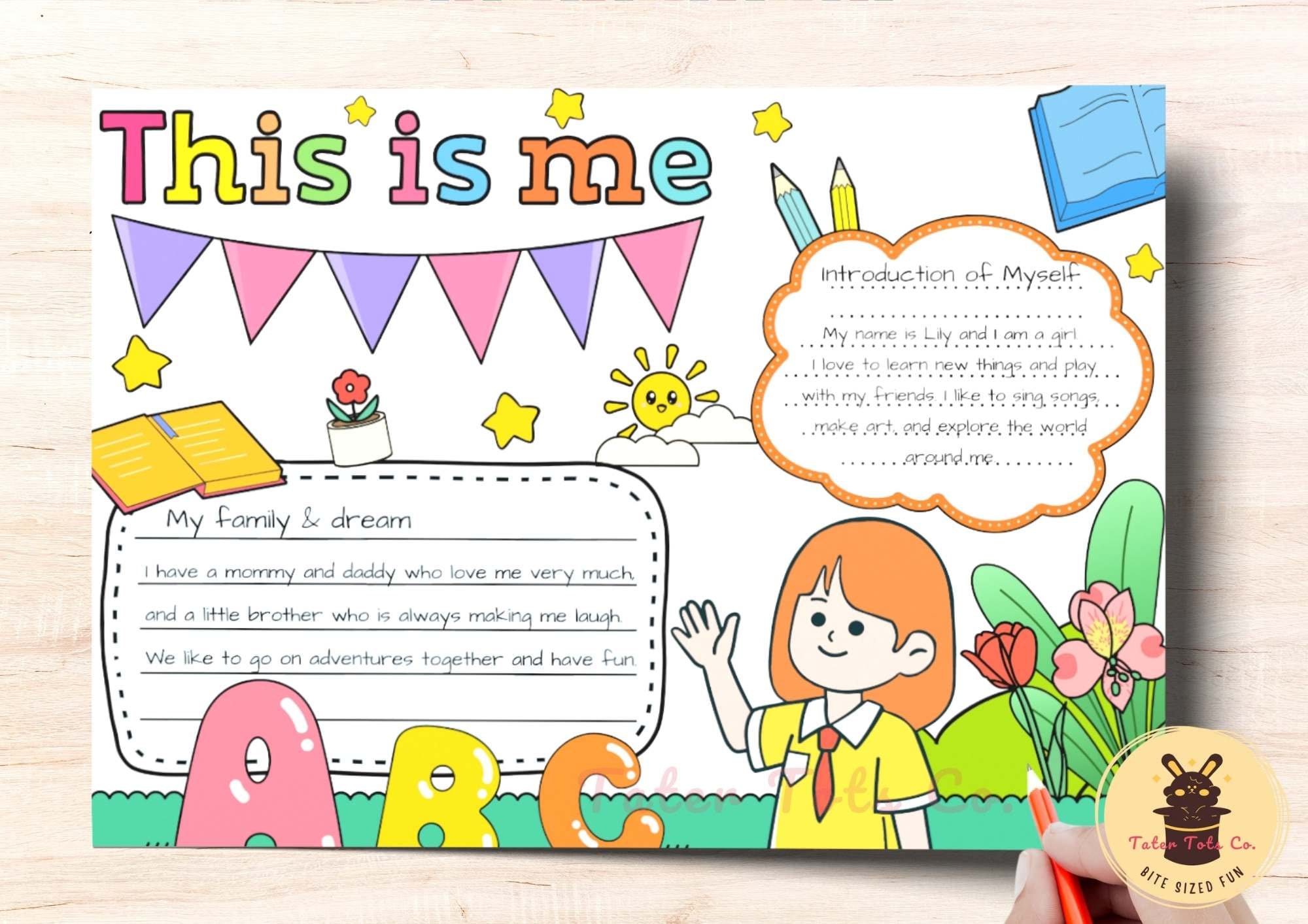All About Me Girl Color Poster Template Who Am I/this is Me - Etsy ...
