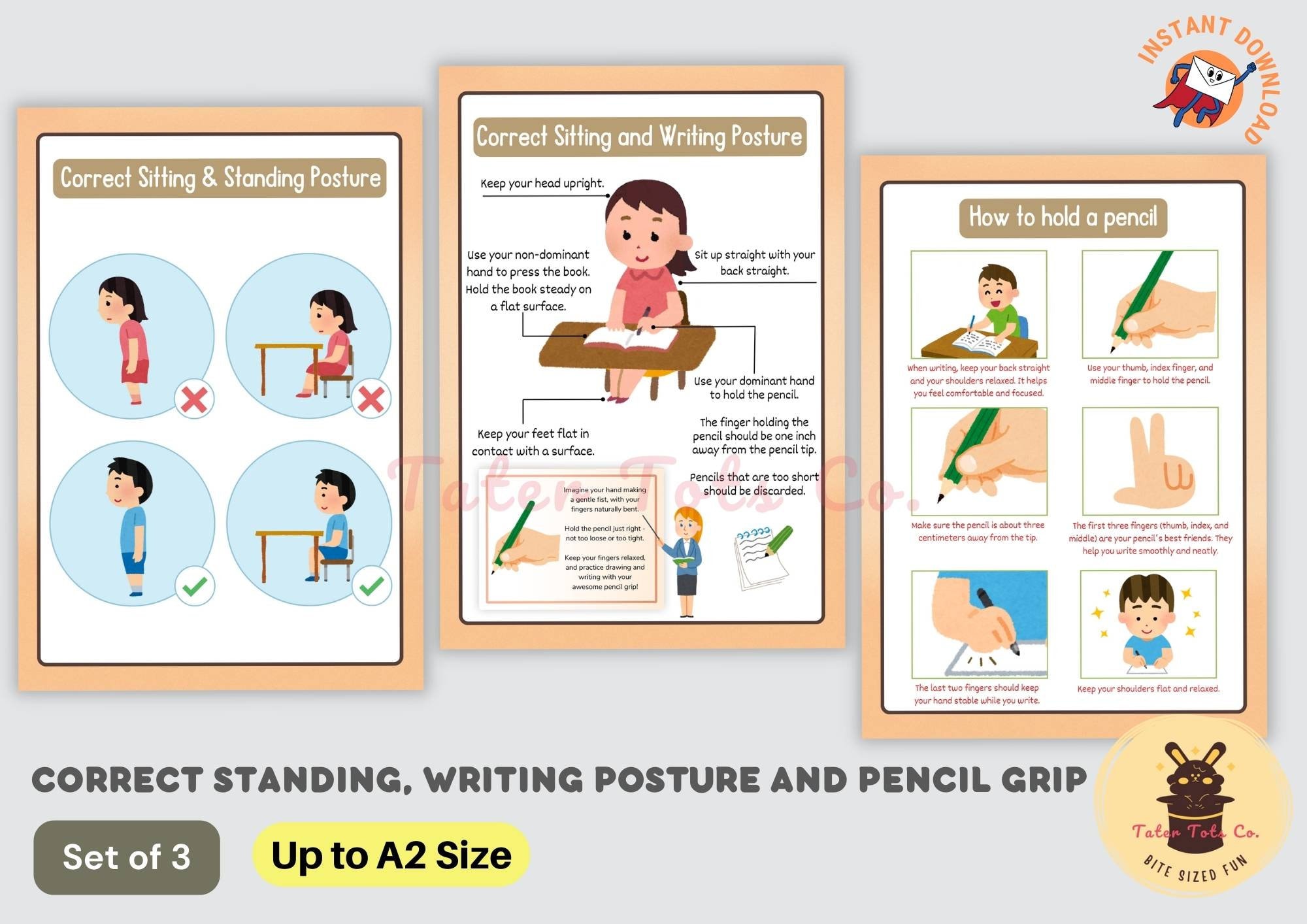 Correct Standing and Writing Posture, How to Hold a Pen and Pencil Grip ...