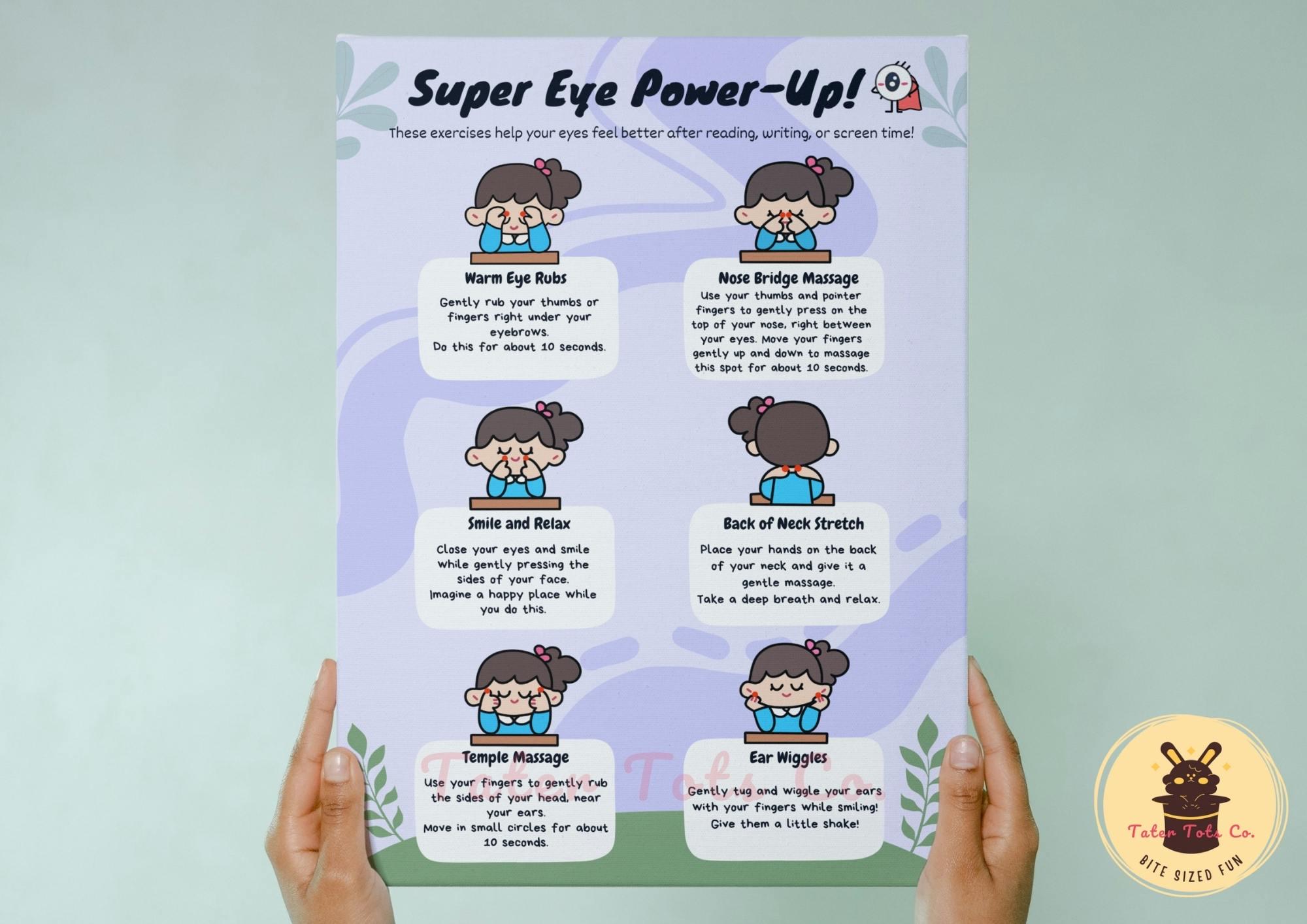 Kids' Eye Exercise Poster: Fun Infographic for Screen Breaks (PDF ...