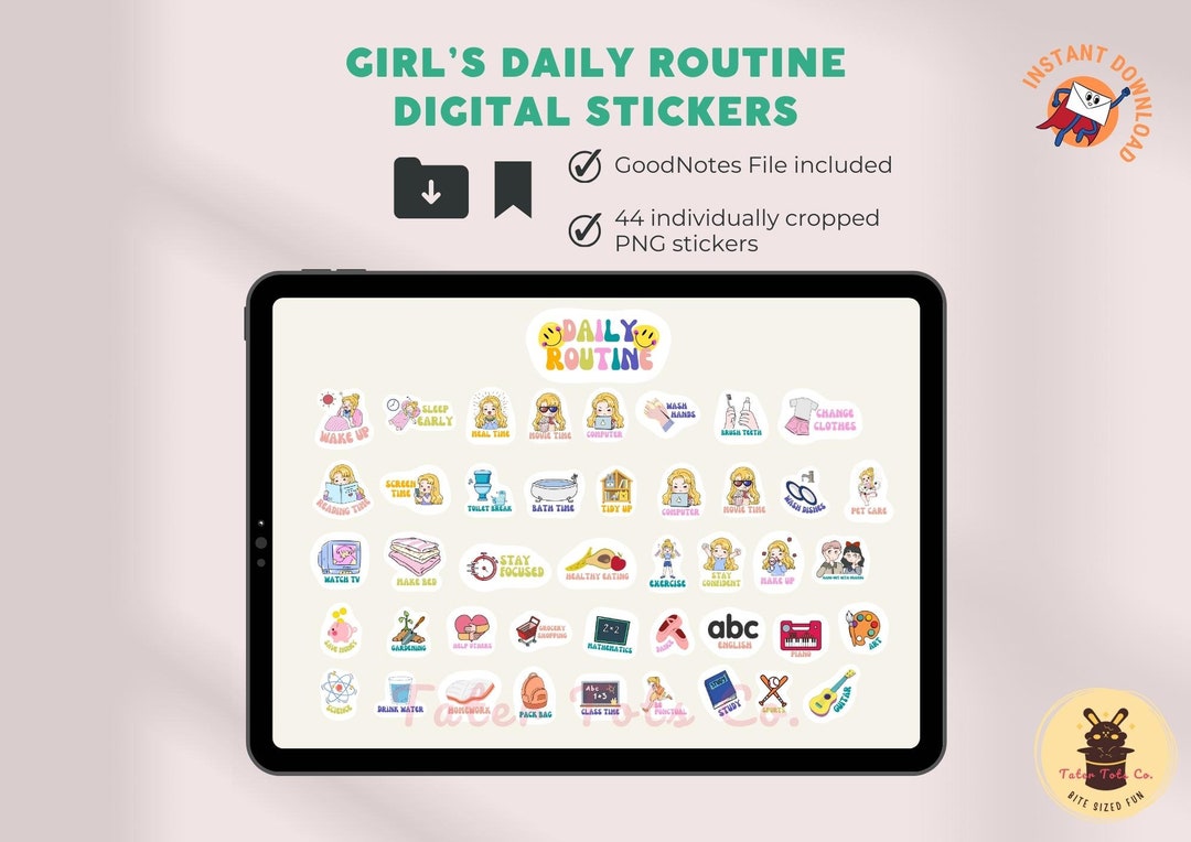 Girl's Daily Life Routine: Student Study Chores Task List for Planner ...