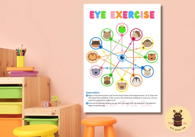 Kids' Eye Training Exercise Poster for Preschool: Improving Visual ...