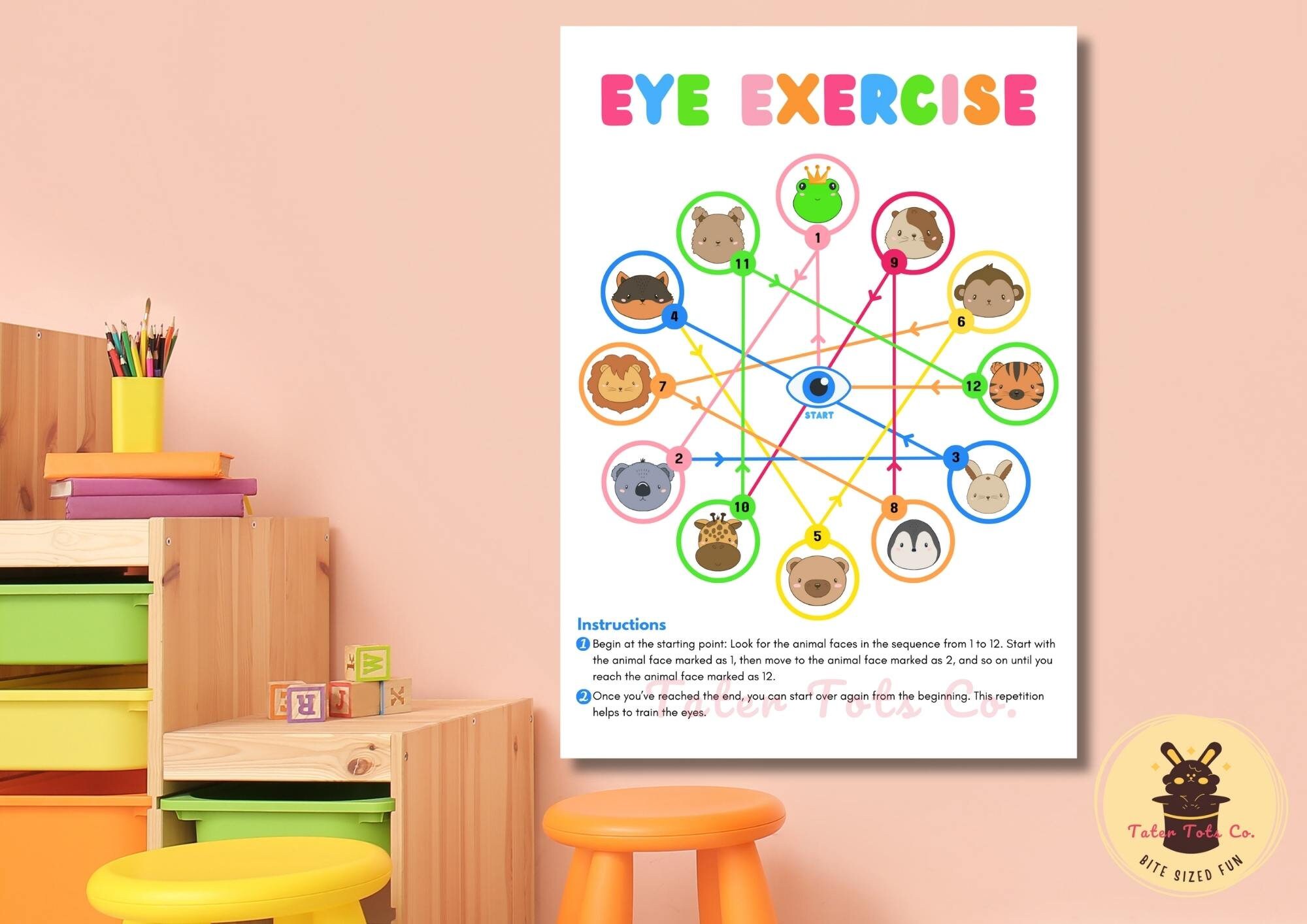 Kids' Eye Training Exercise Poster for Preschool: Improving Visual ...
