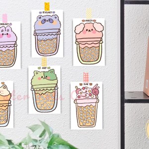 Printable 12 Months Savings Challenge: Cute Bubble Tea Animals Hand ...