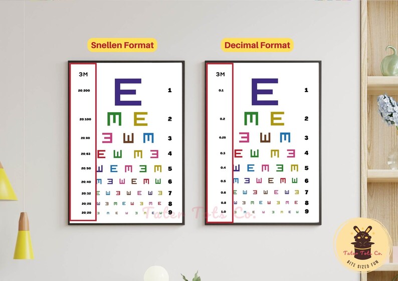 Simple Rainbow Tumbling Letter E Eye Test Chart Ophthalmology Snellen ...