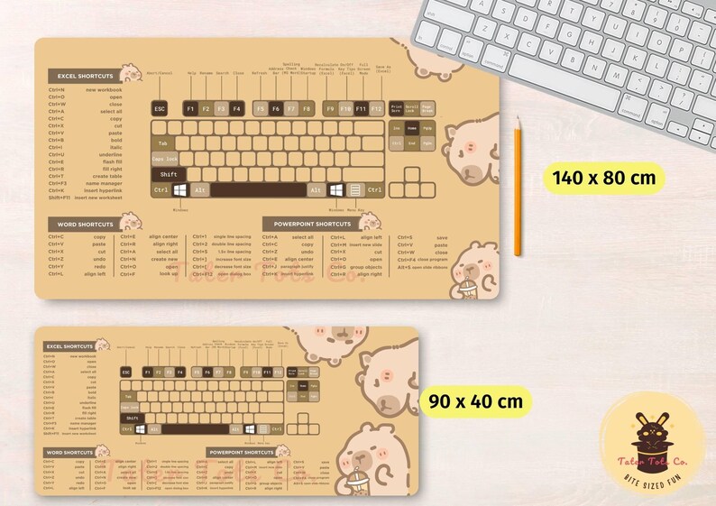 Cute Capybara Keyboard Pad Reference Diagram With Shortcut, Labels, and ...