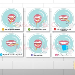 Step-by-step Kids Hygiene Posters for Tooth Brushing and Hand Washing ...