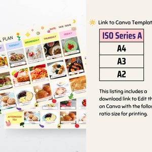 Daycare Weekly Meal Plan: Drag & Drop Canva Template (digital Download ...