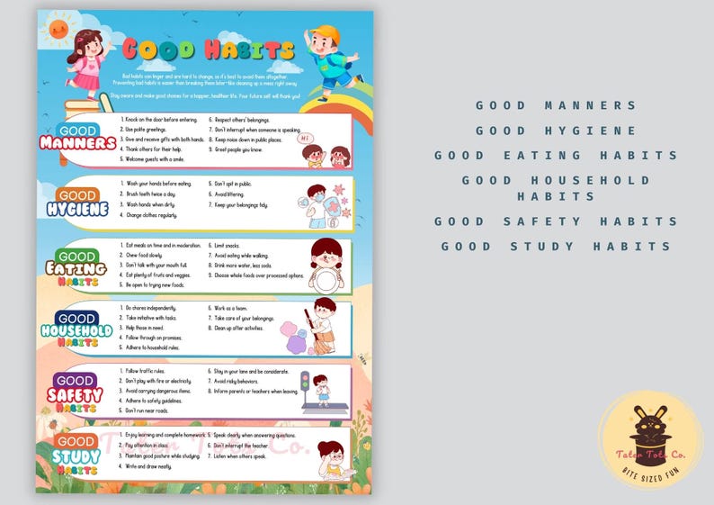 Kids' Daily Routine Poster: Good Habits & Rules (digital Download) - Etsy