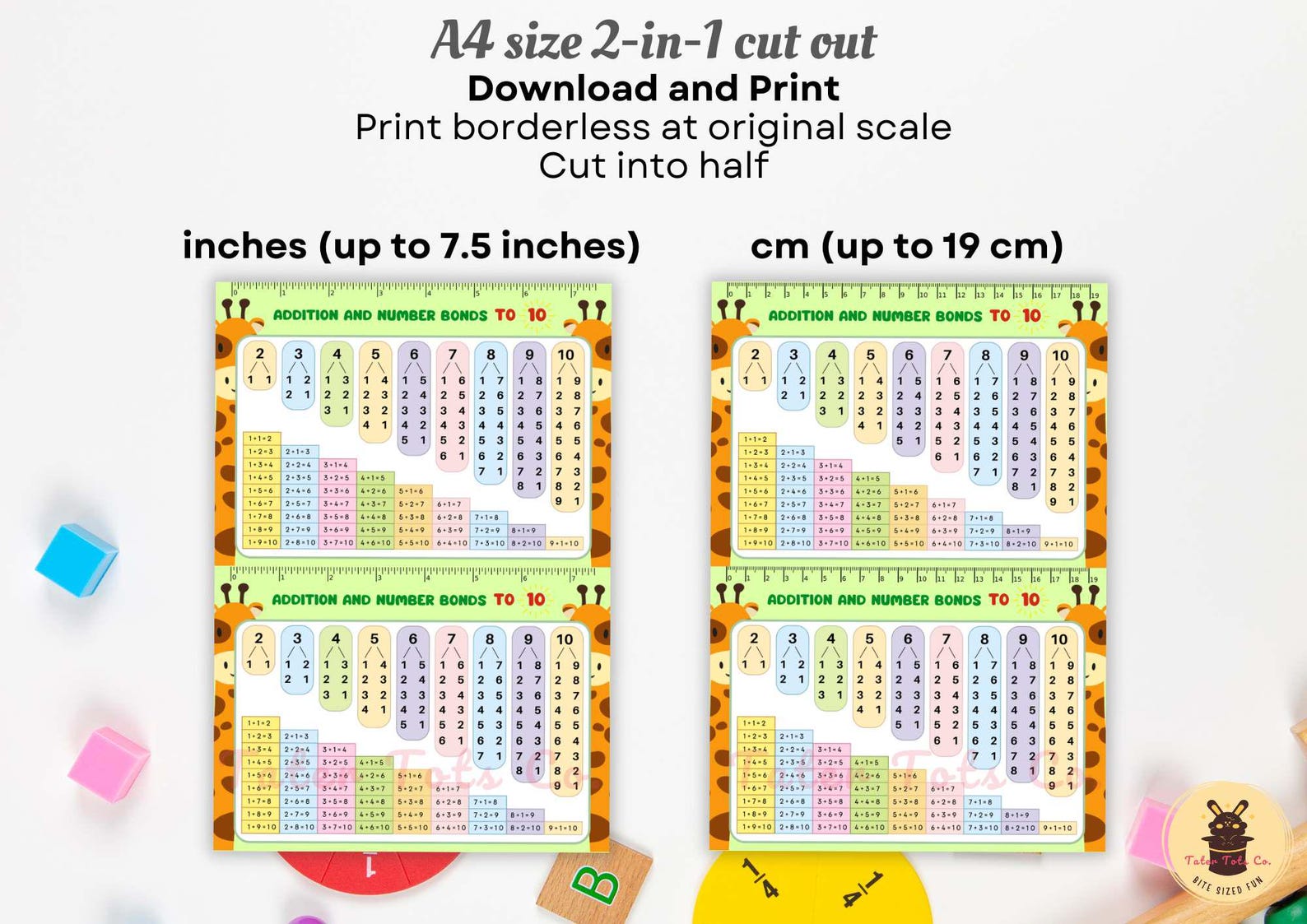 Number Bonds and Addition to 10 Flashcards With Measurement Ruler ...