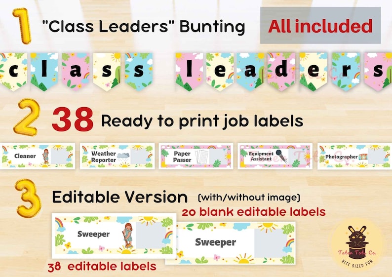 Classroom Job Leaders Board Pastel Rainbow, Decoration and Bunting ...
