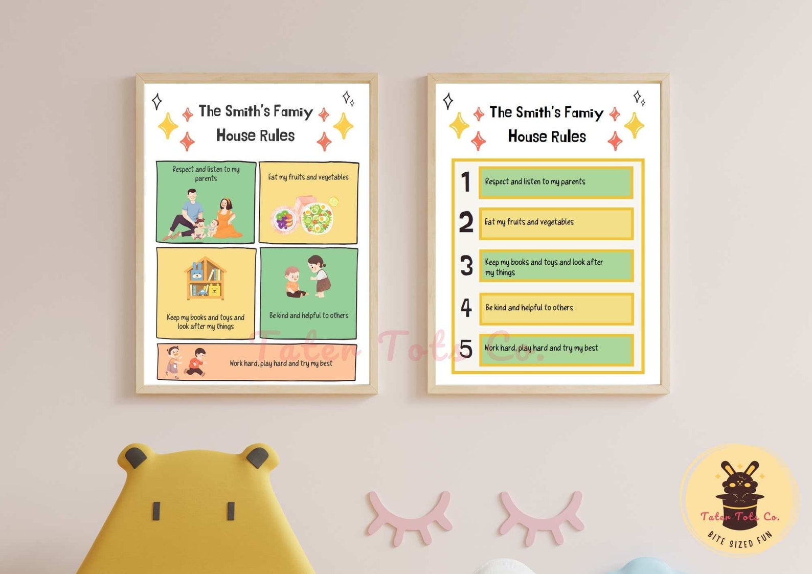 House Rules Personalized Family Name, Editable Template for Toddlers ...