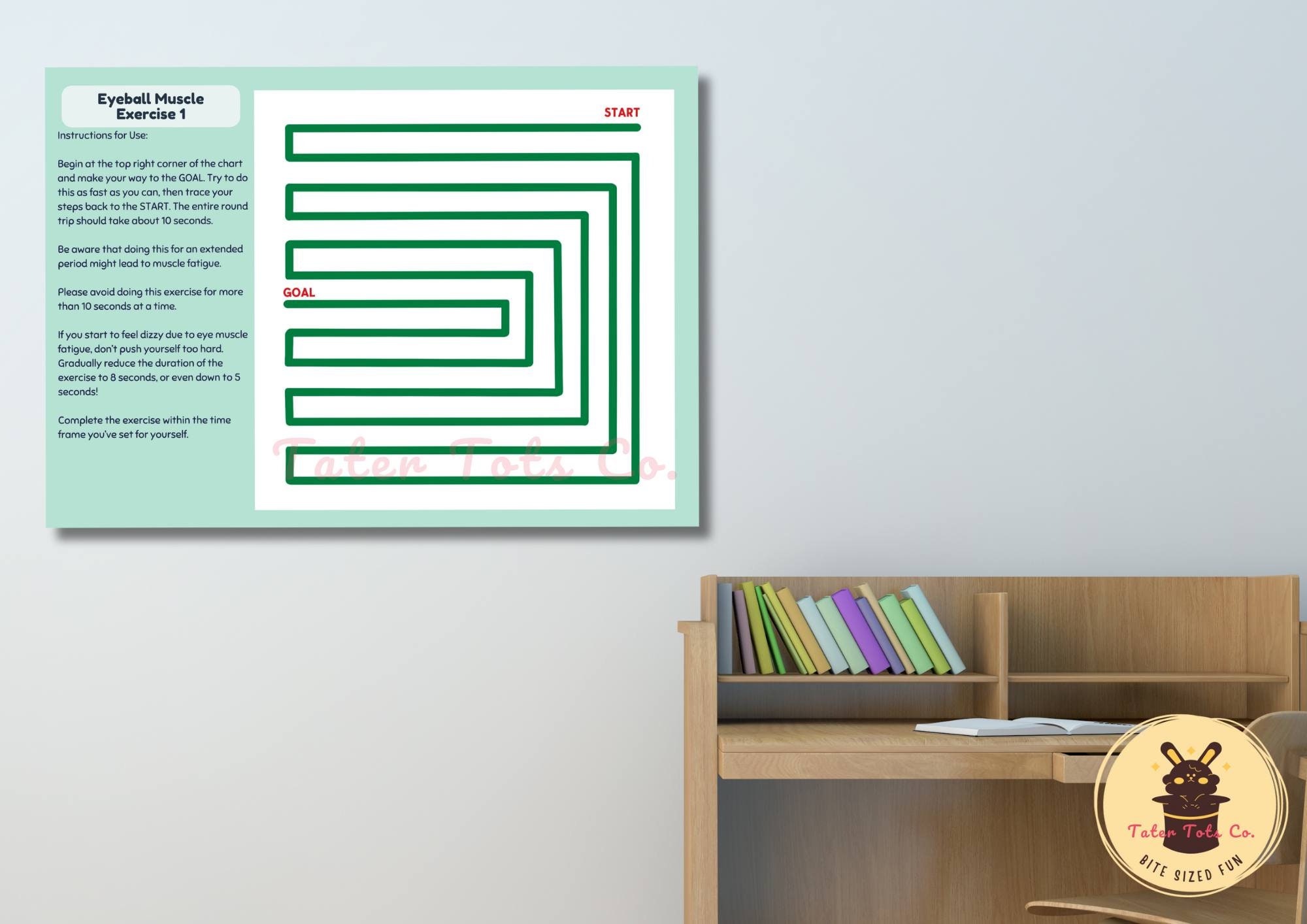 Vision Workout Training Charts Eyeball Eye Muscle Movement Set of 4 ...