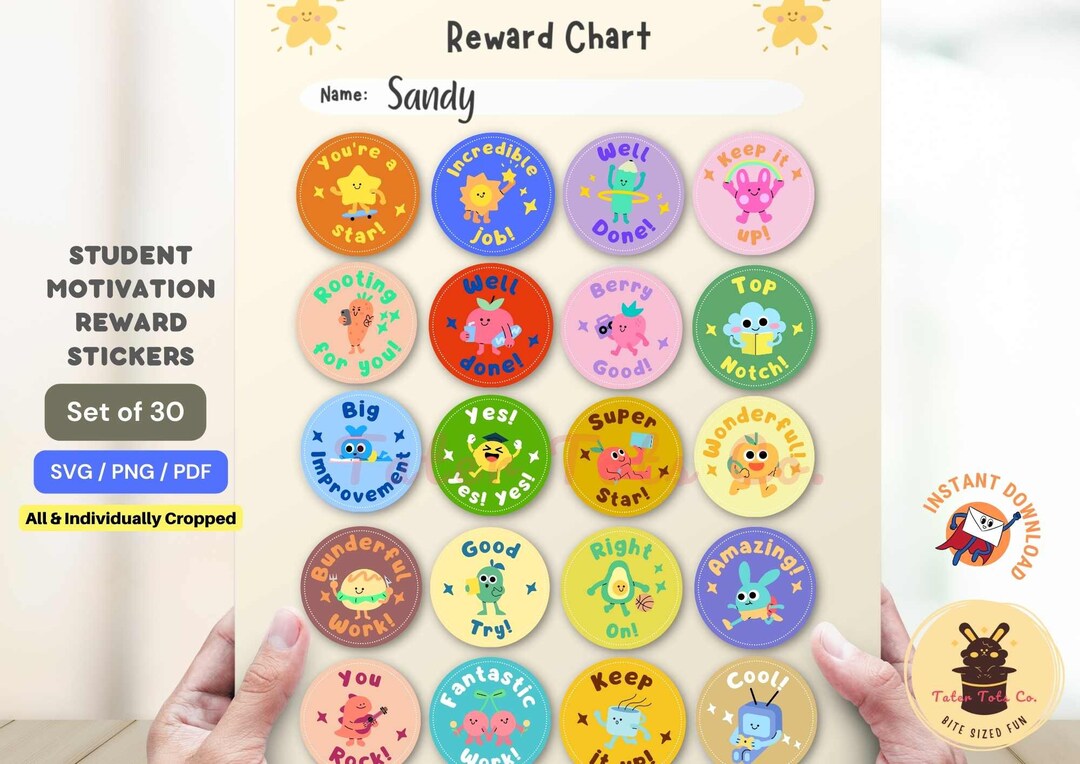 Teacher Student Motivation Circle Round Reward Stickers Cute - Etsy