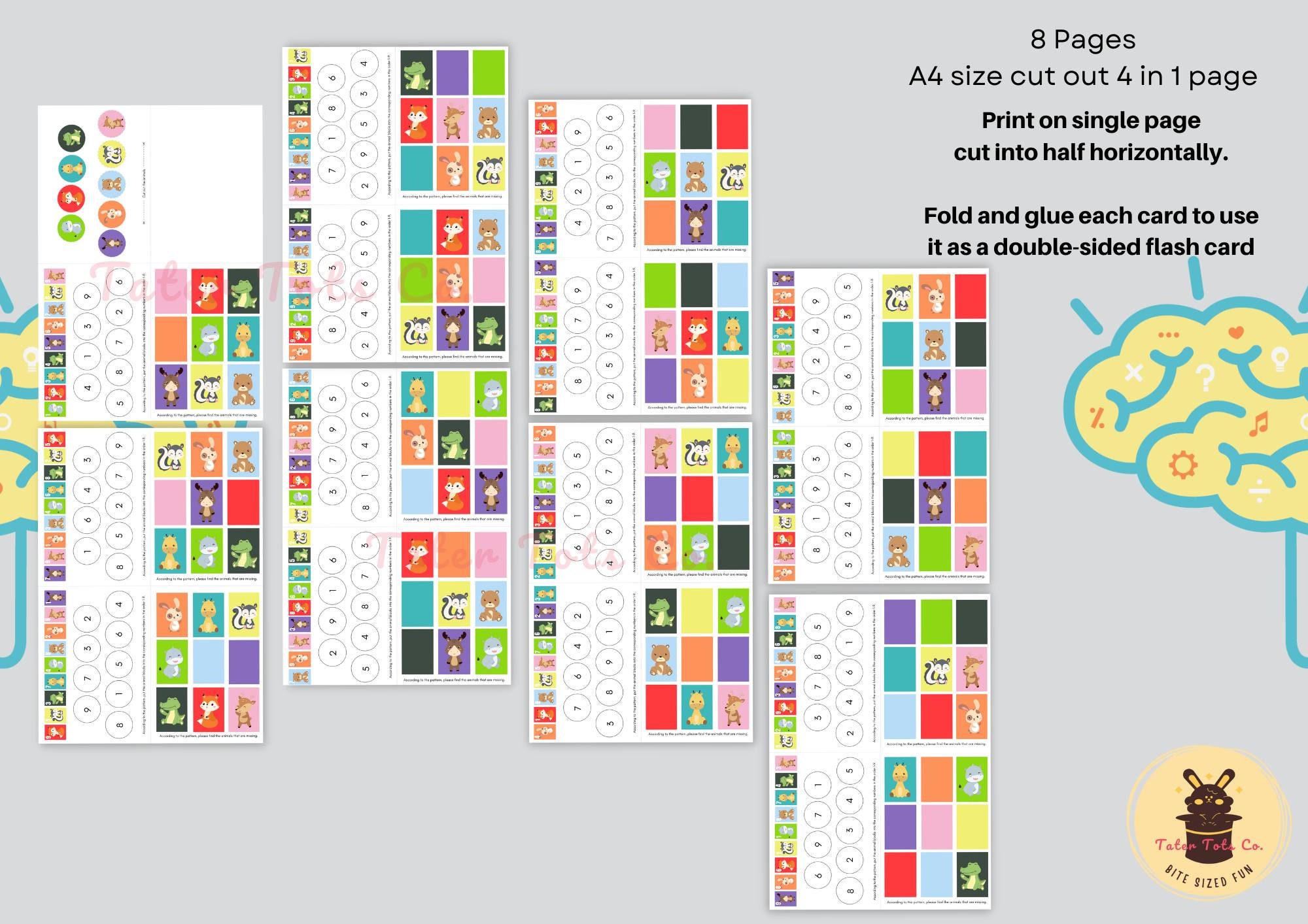 Animal Logic Matching Numbering Sequence Flash Card Game Preschool ...