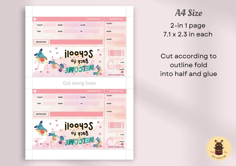 Welcome Back to School Editable Boarding Ticket - Pink Airline Pass for ...