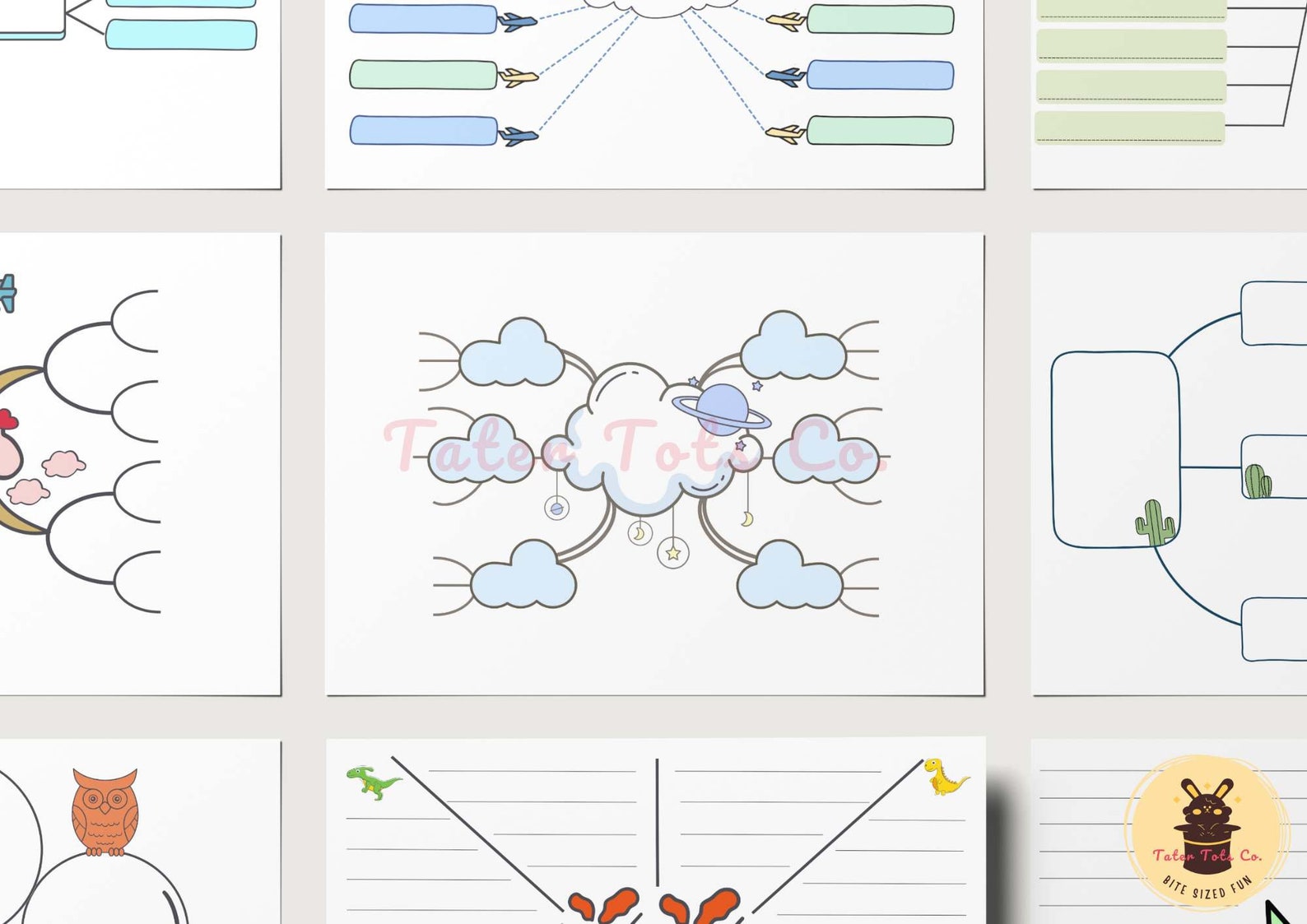 Mind Map Write and Color Templates - Simple Graphic Organizer ...