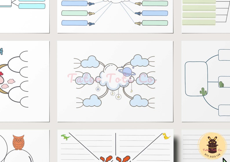 Mind Map Write and Color Templates - Simple Graphic Organizer ...