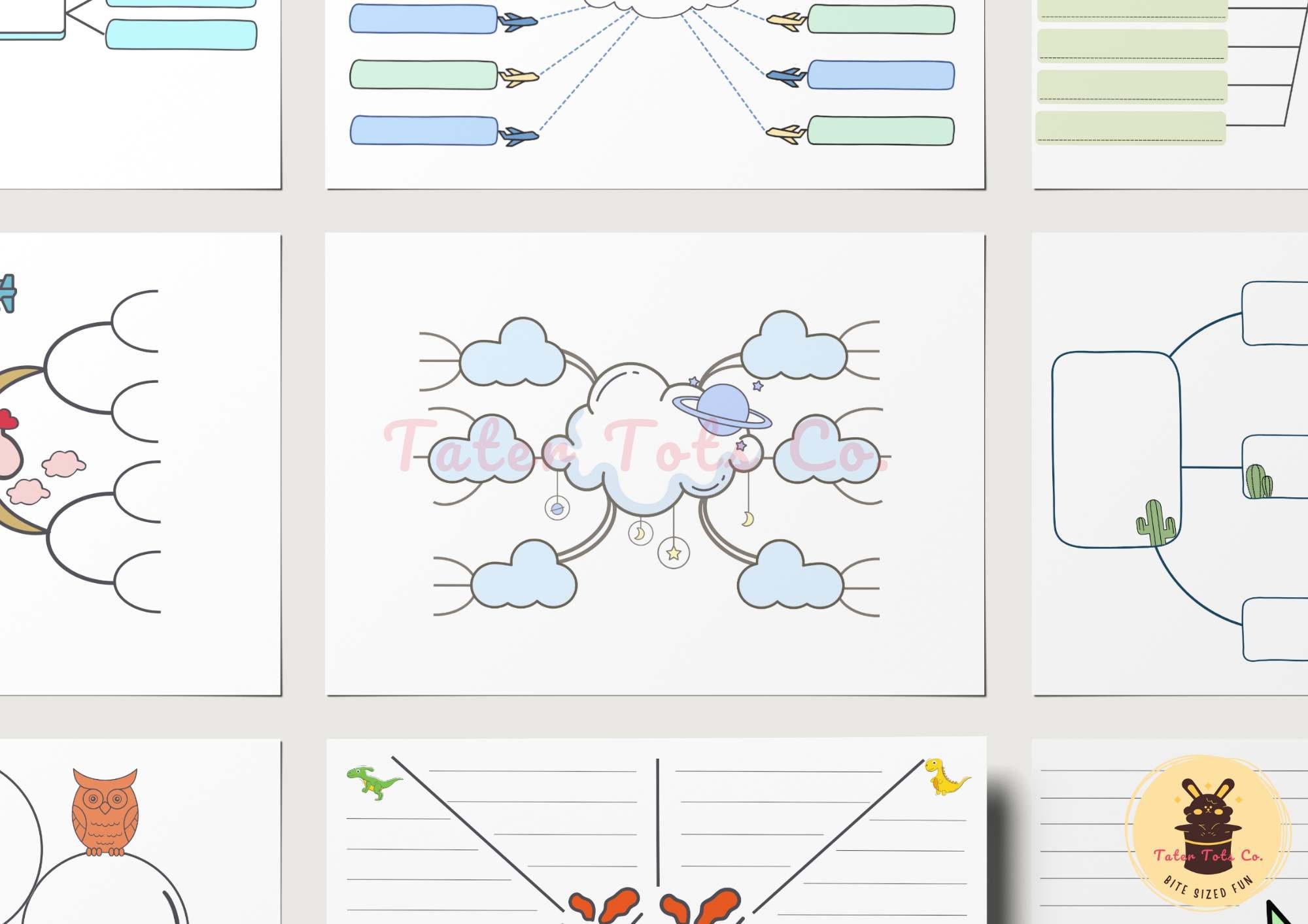 Mind Map Write and Color Templates - Simple Graphic Organizer ...