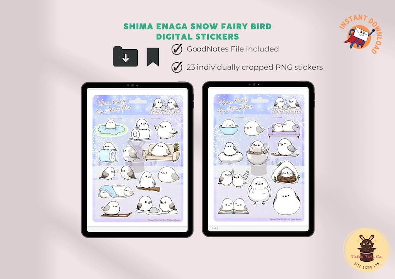 Shima Enaga Snow Fairy Bird Digital Stickers - 23 Cute Fluffy Stickers ...