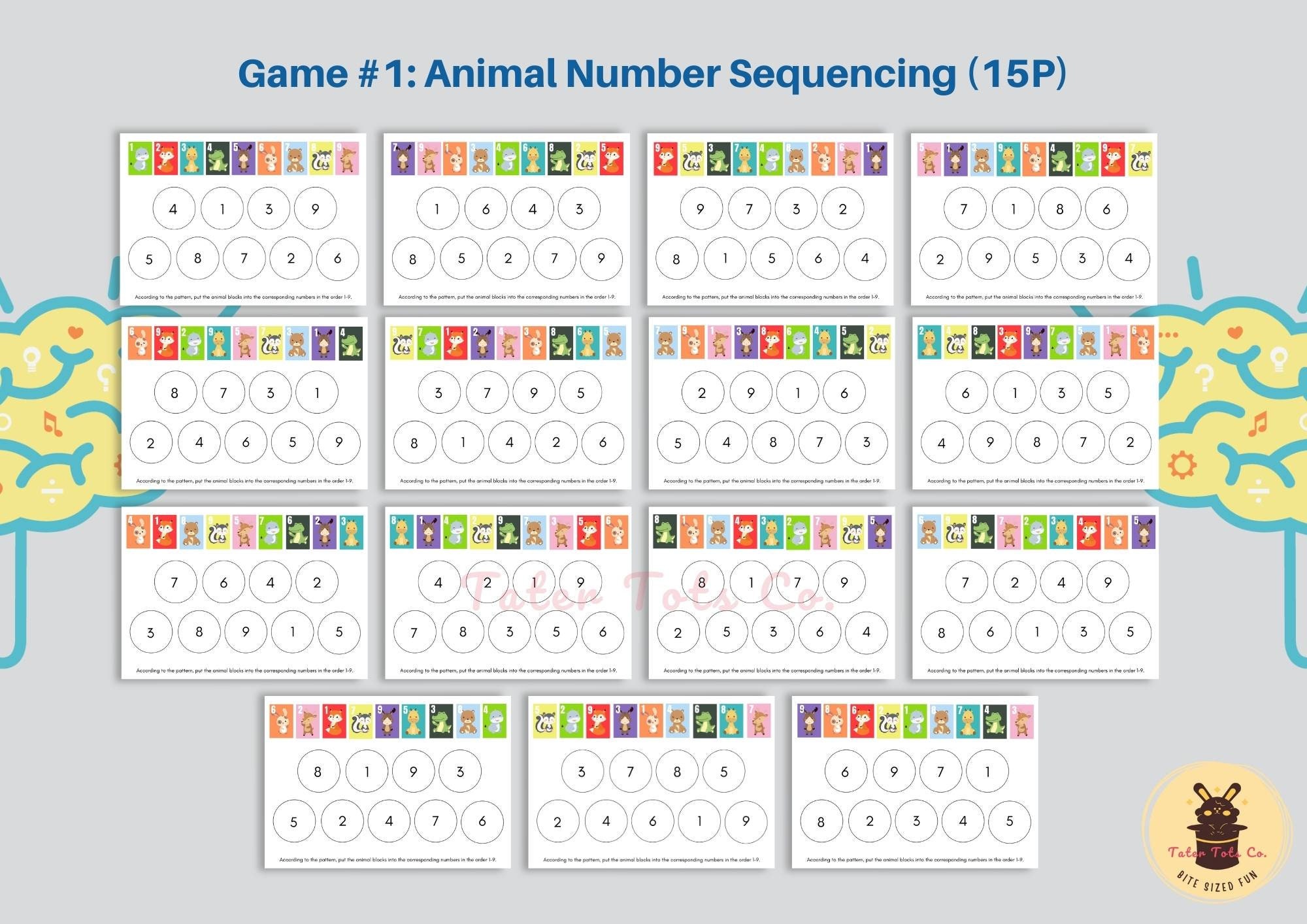 Animal Logic Matching Numbering Sequence Flash Card Game Preschool ...